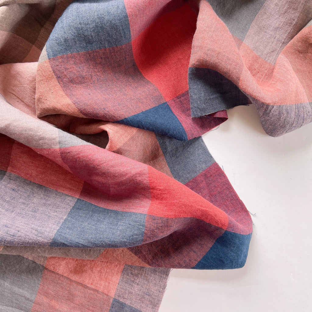 Painterly Rouge Check Linen - Needle Sharp