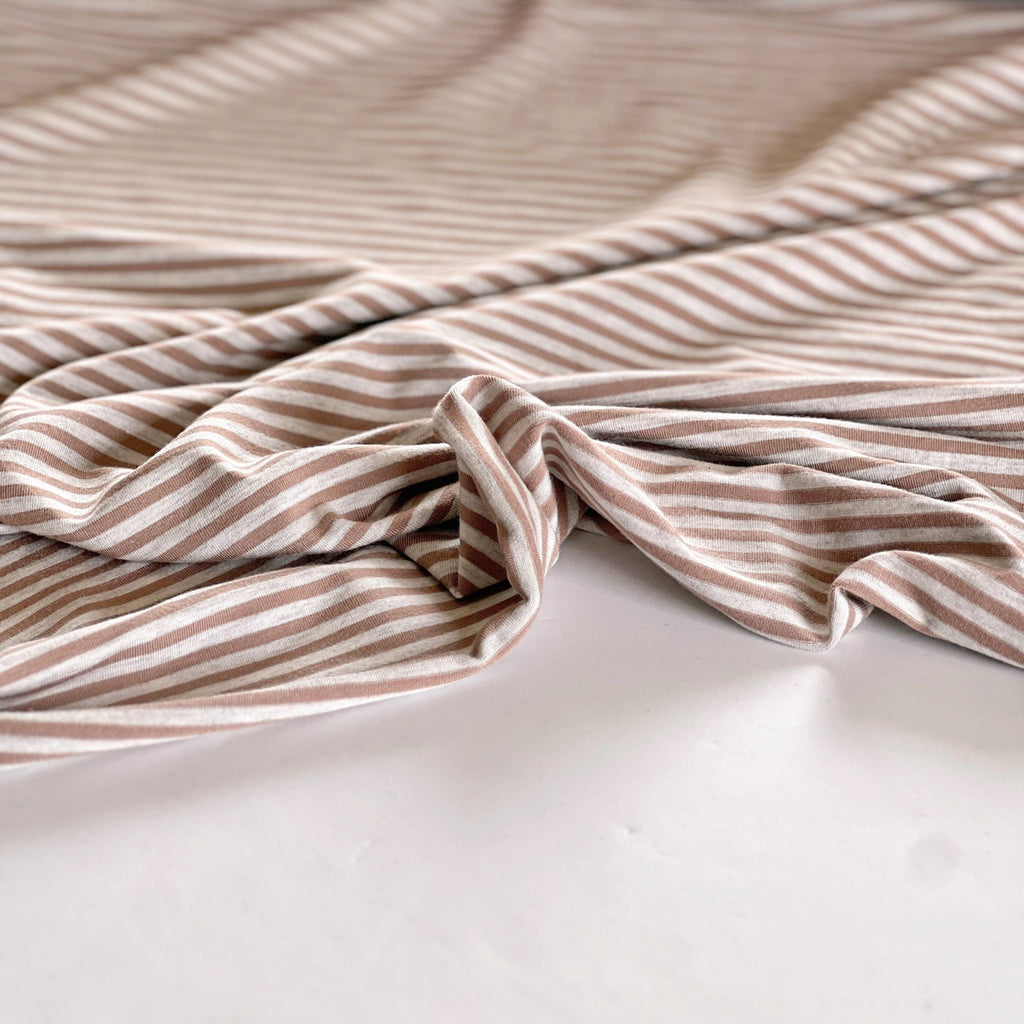 Camel/Light Gray Bamboo Stripe Jersey - Needle Sharp