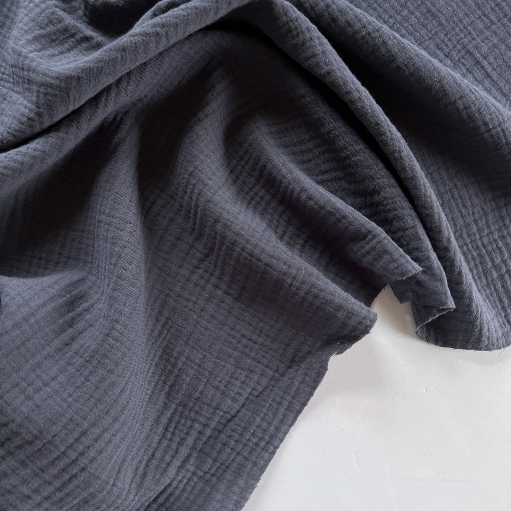 Smoke Blue Organic Cotton Double Gauze - Needle Sharp